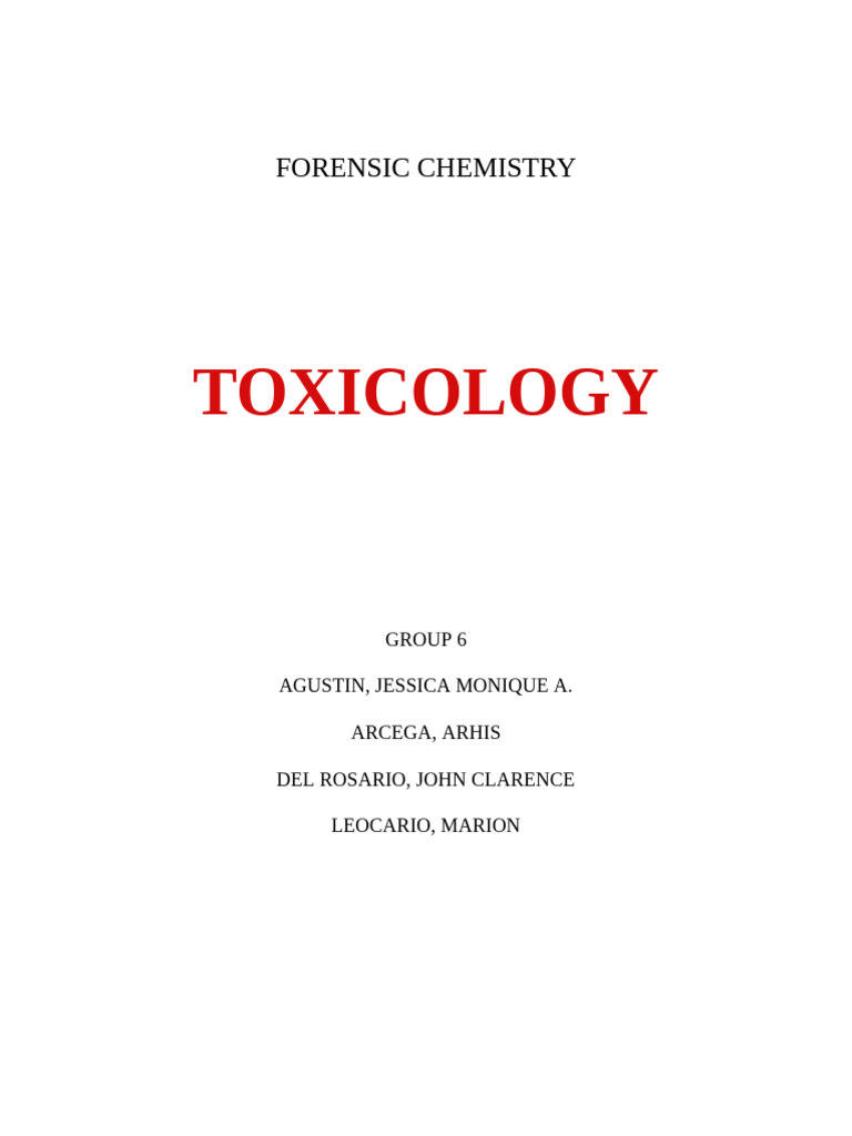 Forensic Chemistry (Toxicology) 2c Group 6 | PDF