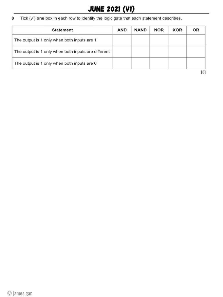 Logic gates past papers cambrige AS level | PDF