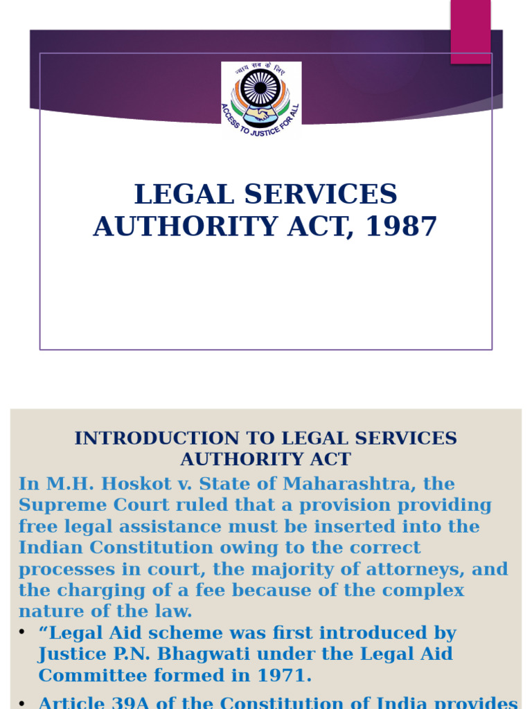 Legal Services Authority Act, 1987 | PDF