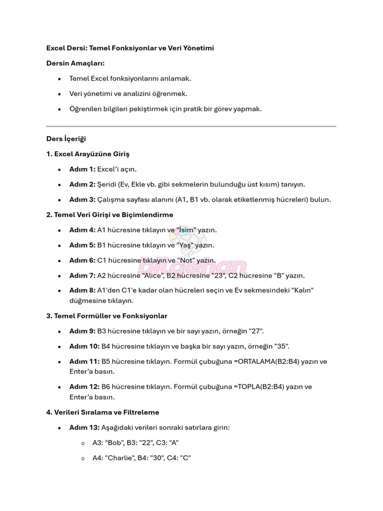 Excel Lesson 1 | PDF