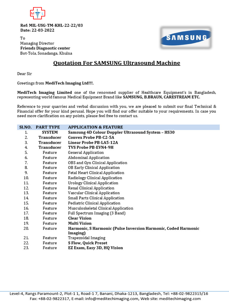 Quotation - HS30 | PDF | Medical Ultrasound | Computer Monitor
