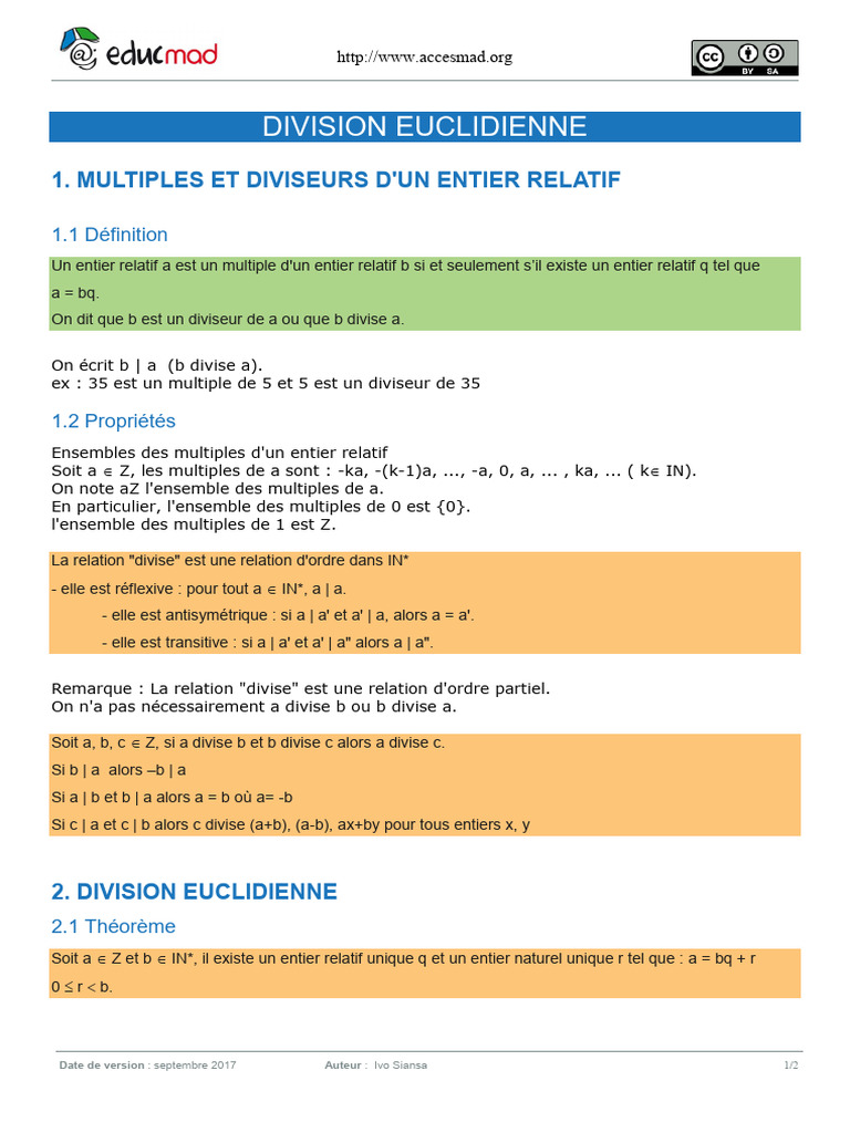 Division Euclidienne | PDF