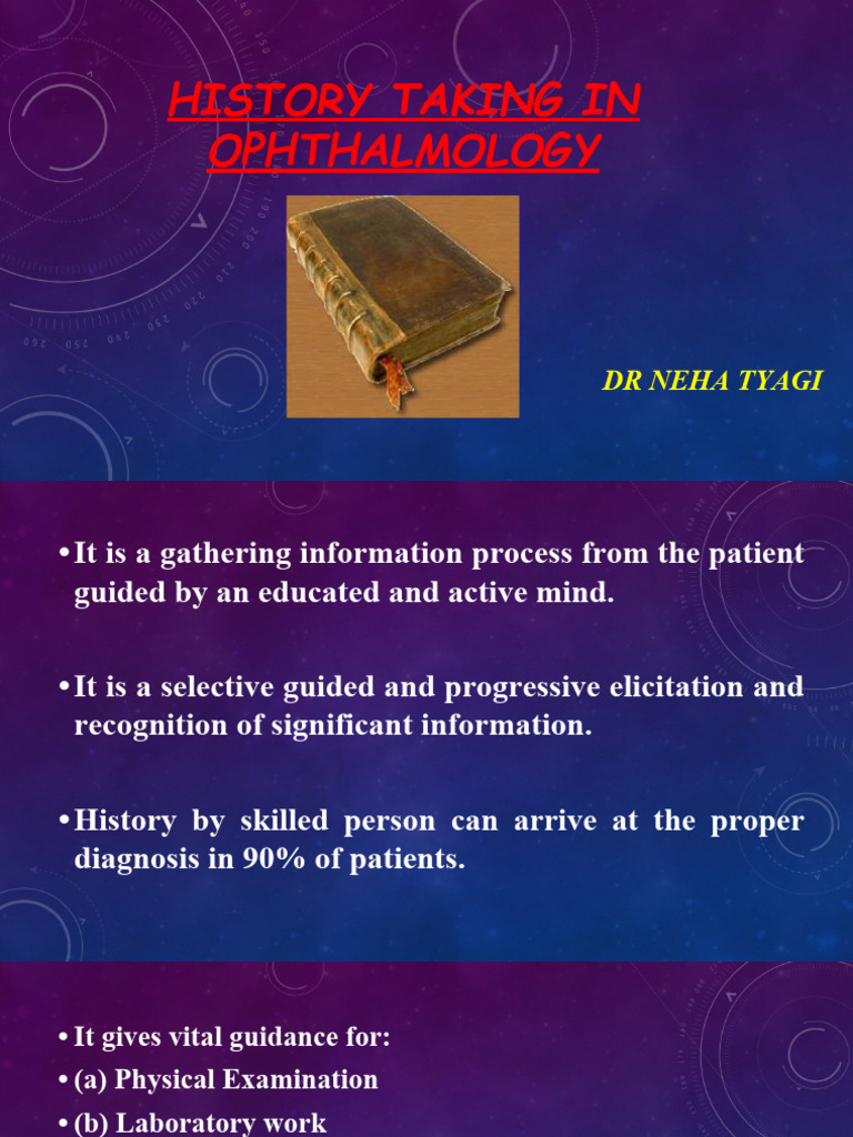 History Taking in Optho DR Neha Tayagi | PDF | Human Eye | Glaucoma