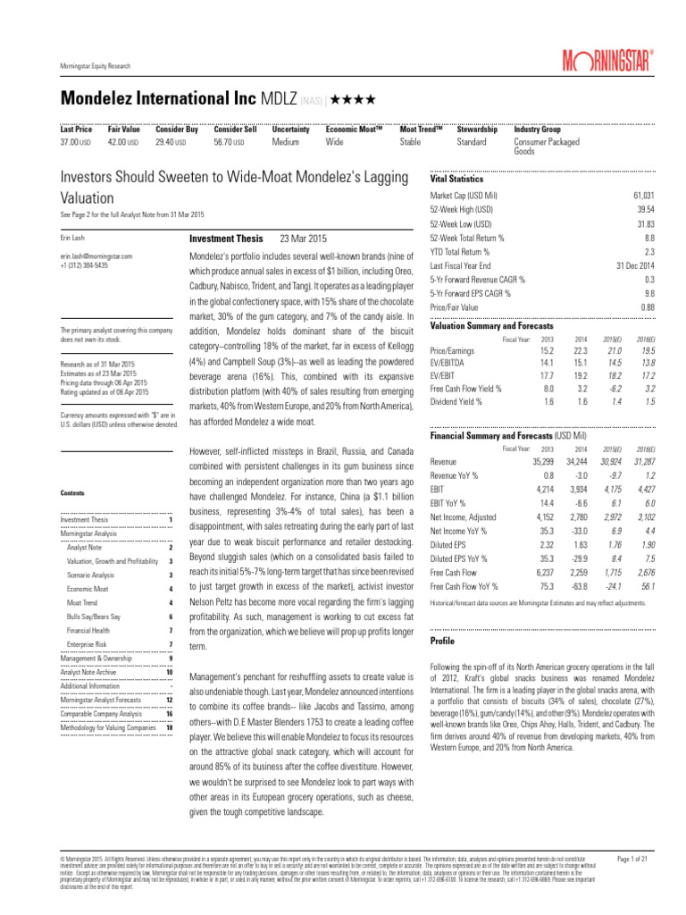 Mondelez International Inc | PDF