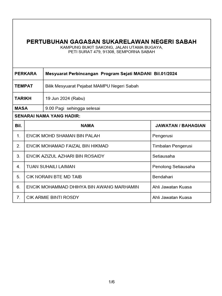 Minit Mesyuarat Perbincangan Keputusan Perbincangan Perniagaan Yang ...