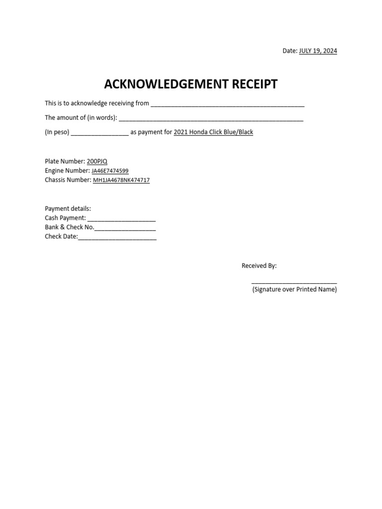 Acknowledgement Receipt | PDF
