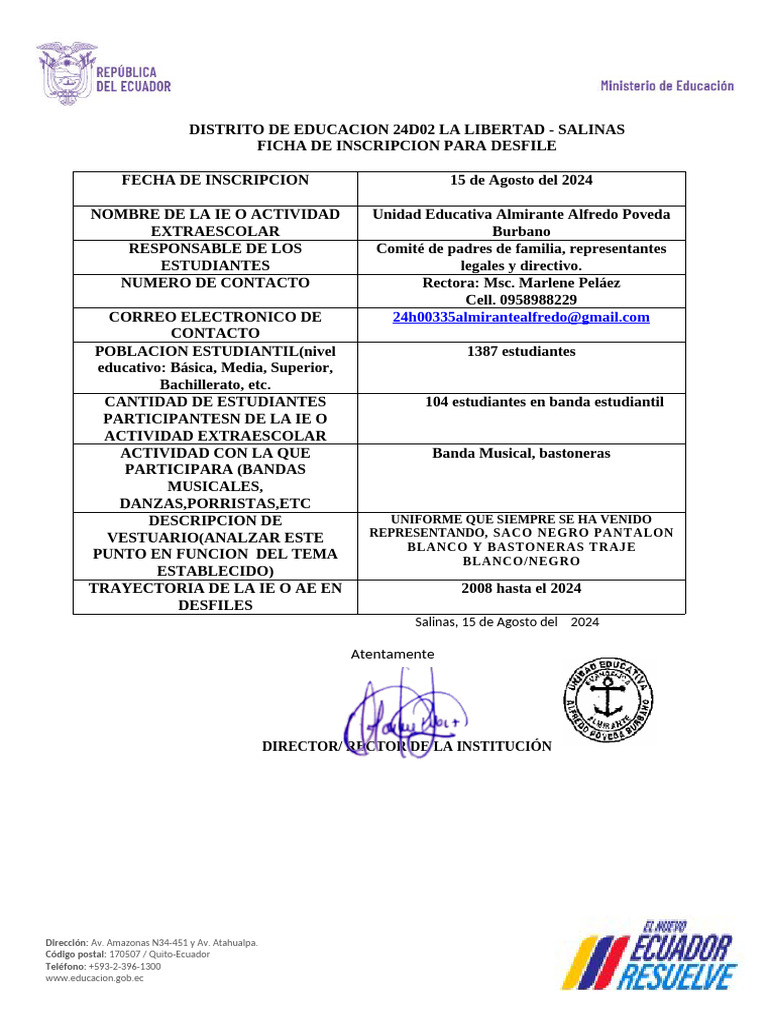 Fichas de Inscripciones Desfiles | PDF