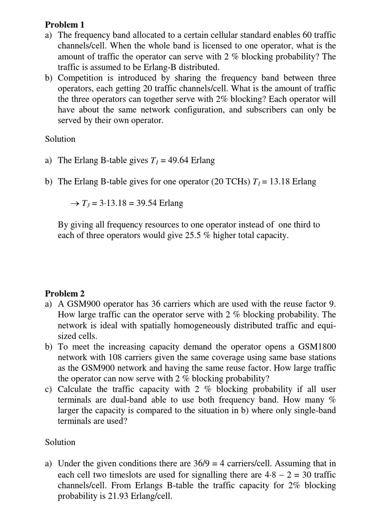 Capacity Problems+Solution | PDF | Cellular Network ...
