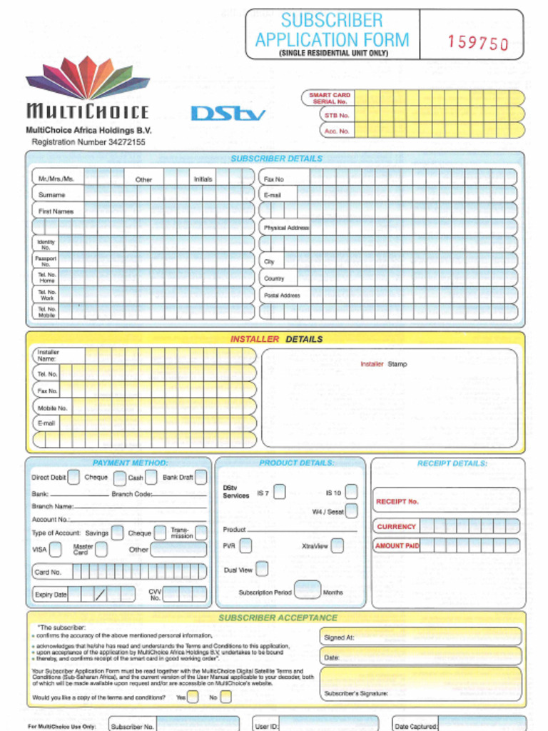 DSTV Subscriber Form | PDF