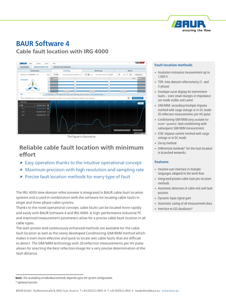 DS - Time Domain Reflectometer - IRG 4000 - BAUR - En-Gb | PDF