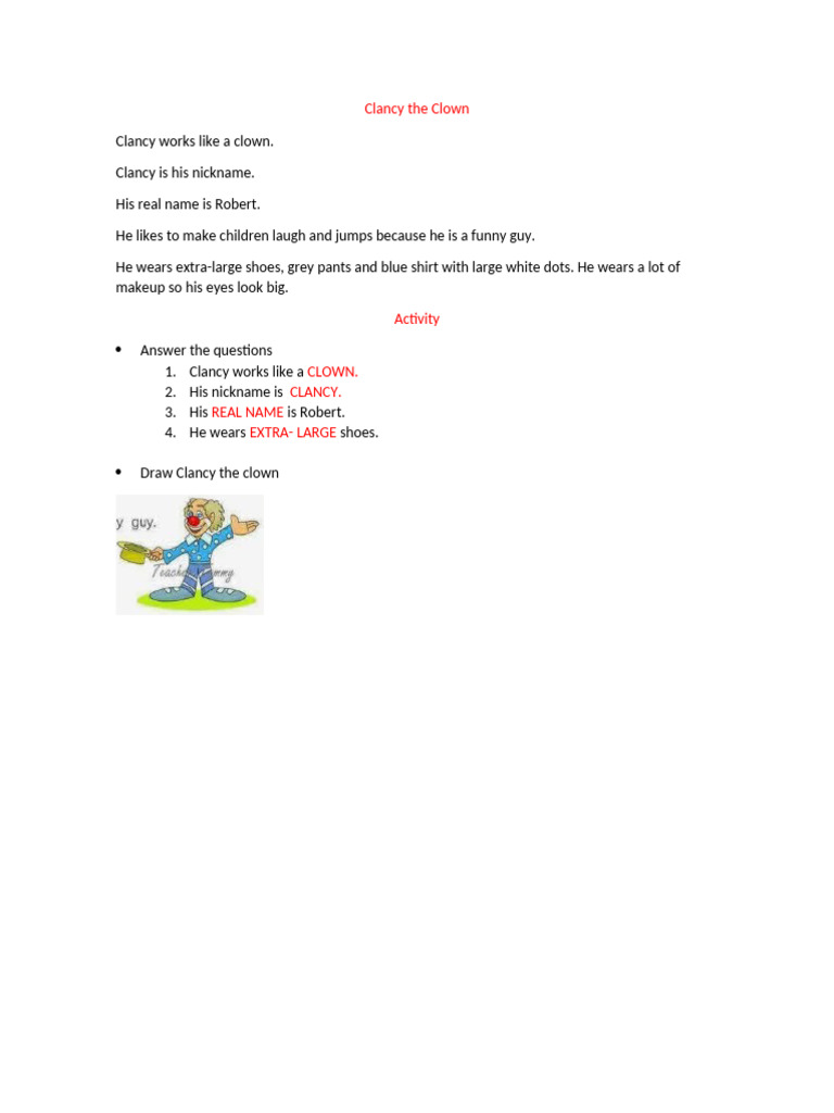 Reading Action Words | PDF