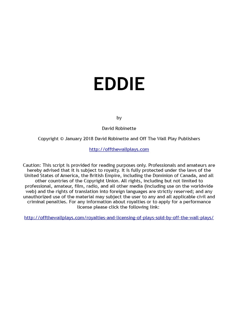 Eddie Full Script With Title Page | PDF