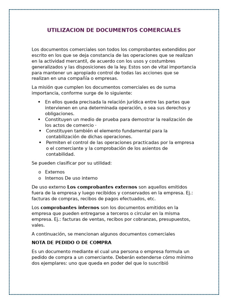 Utilizacion de Documentos Comerciales | PDF