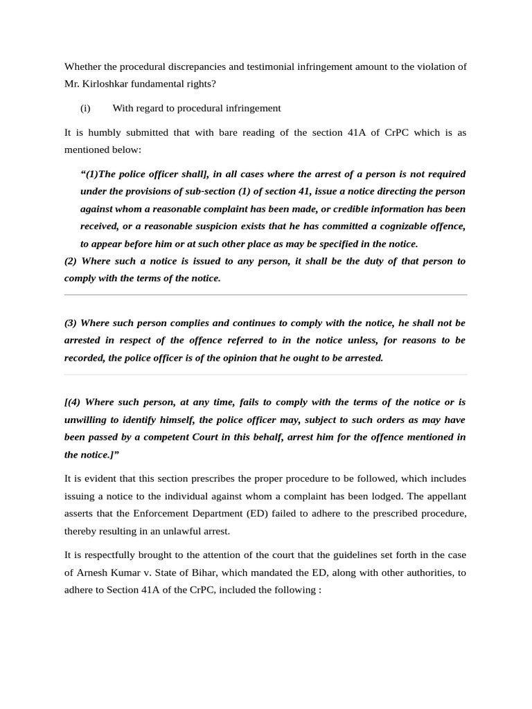 Whether The Procedural Discrepancies and Testimonial Infringement ...