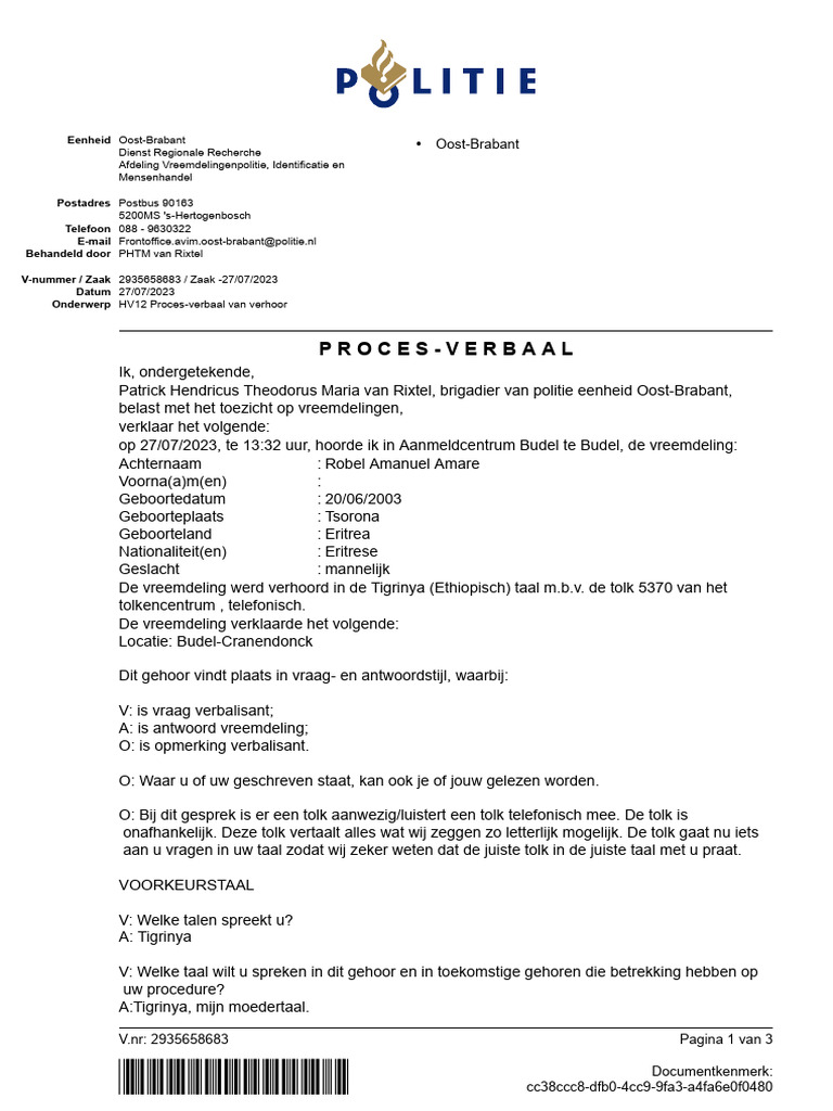 Proces-Verbaal Van Verhoor | PDF