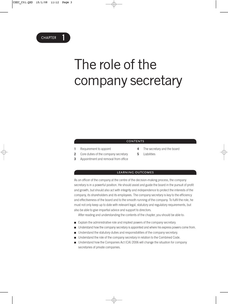 Role and Responsibilities of Company Secretary | PDF | Dividend ...