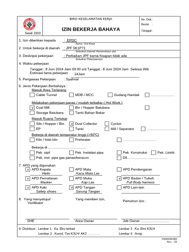 Contoh Work Permit | PDF
