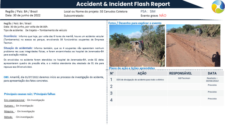 02 - Accident & Incident Flash Report - Dia 30.06.2022 - Acidente de ...