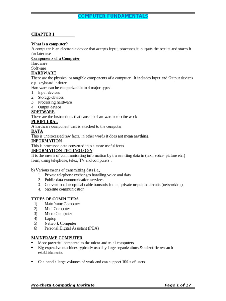 Computer Fundamentals 2 | PDF