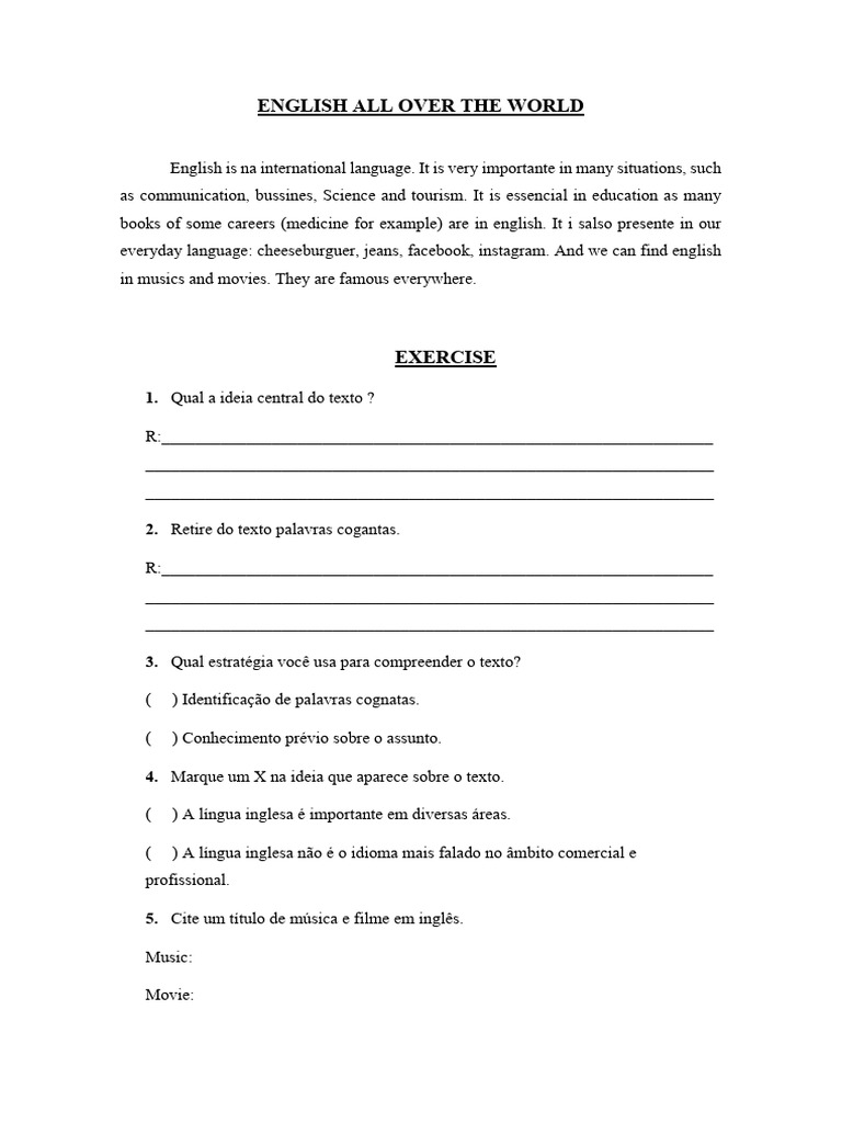 English All Over The World | PDF