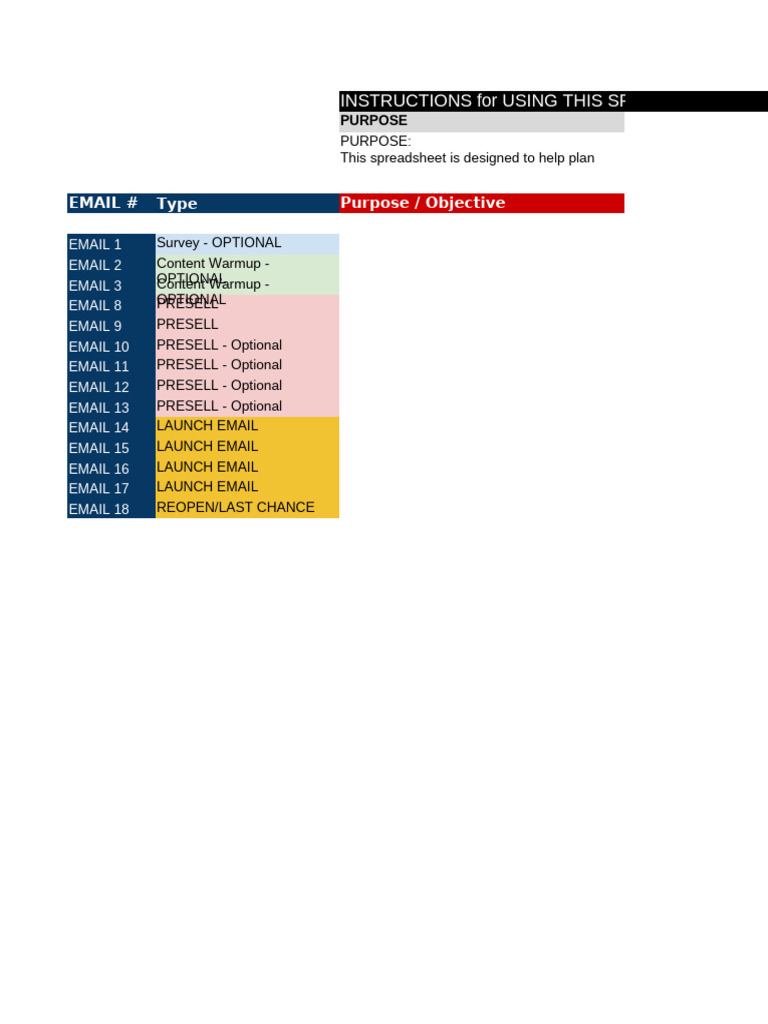 01-Email Planner Spreadsheet | PDF