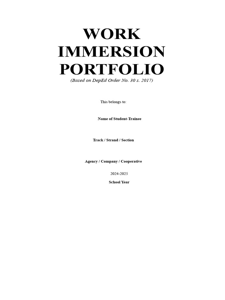 Work Immersion Portfolio | PDF