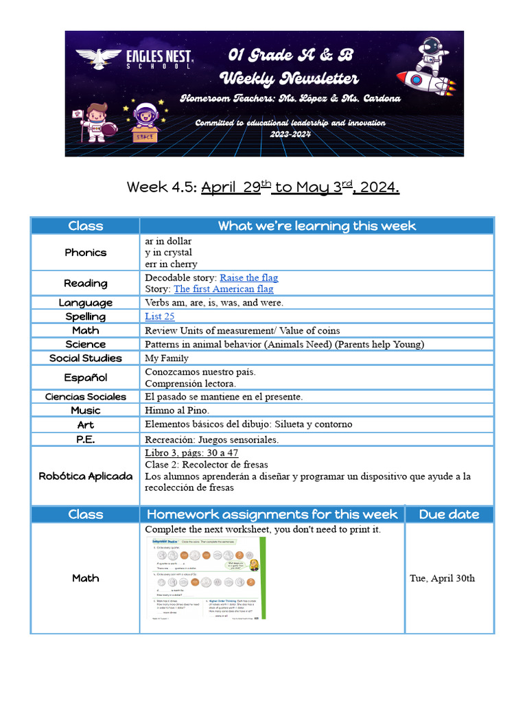 Weekly Newsletter 4.5 1st A&b | PDF