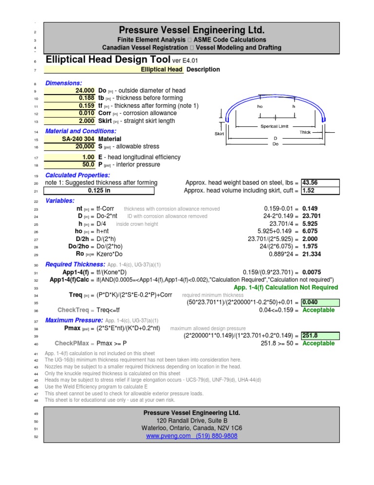Elliptical Head Design Tool