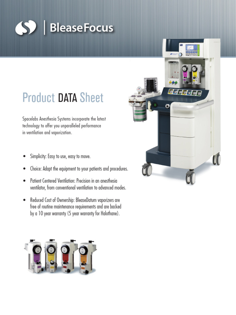 BleaseFocus - Anesthesia Machine - Datasheet | PDF