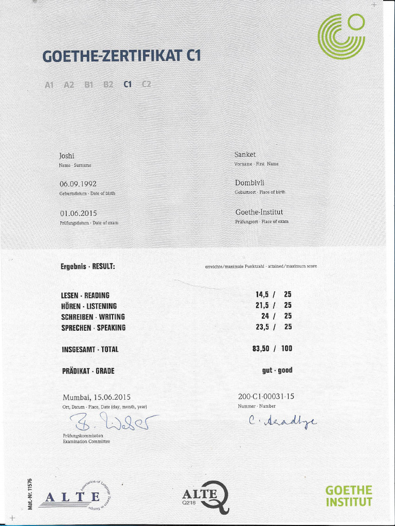 Documents Null GoetheZertifikatC1 | PDF