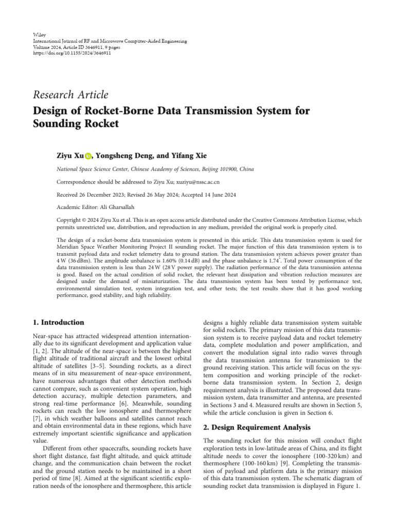 Design of Rocket-Borne Data Transmission System Fo | PDF