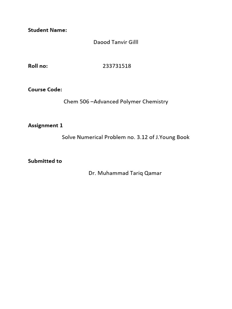 Polymer Assignment 1 | PDF