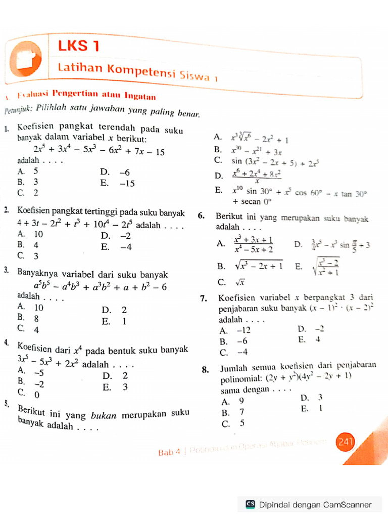 Tugas 1 Bab Polinomial | PDF