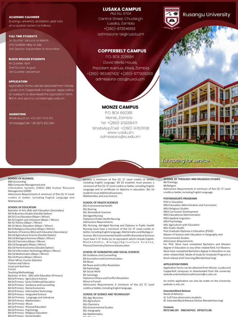 Rusangu University Brochure | PDF