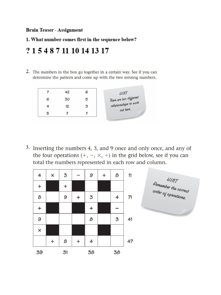 Brain Teaser 1 | PDF