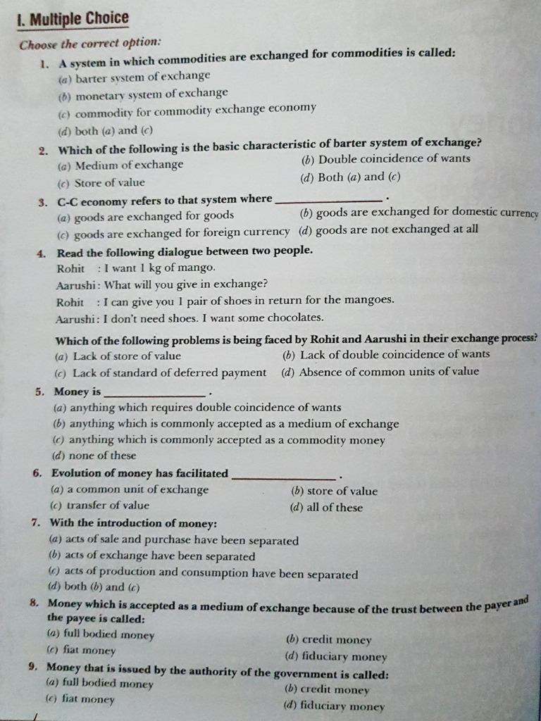 Chap - Money MCQ | PDF