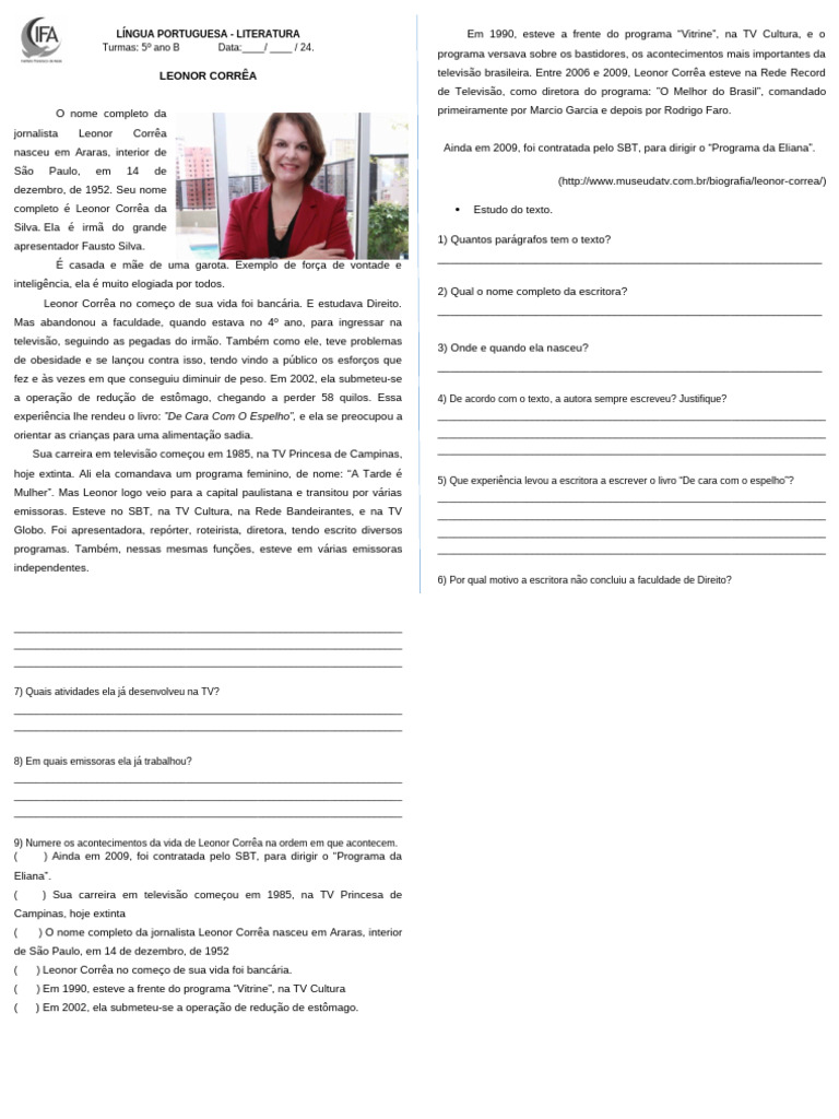 Biografia - Leonor Corrêa | PDF