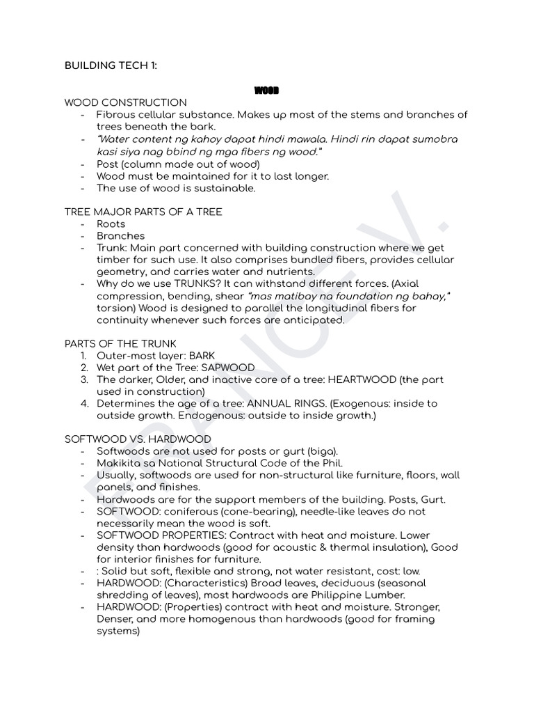 Building Tech 1 - Reviewers | PDF