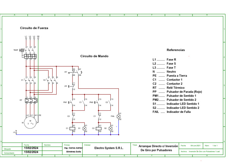 Arranque Directo Trifásico Con Inversión de Giro - Esquema | PDF