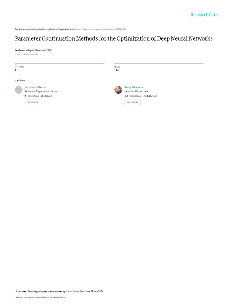 Parameter Continuation Methods For Deep Networks | PDF