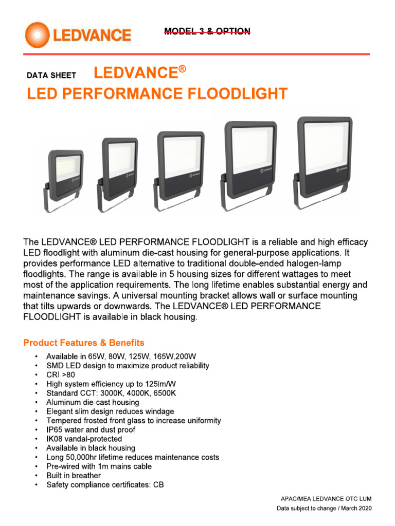 Led Floodlight Performance 65-200W | PDF
