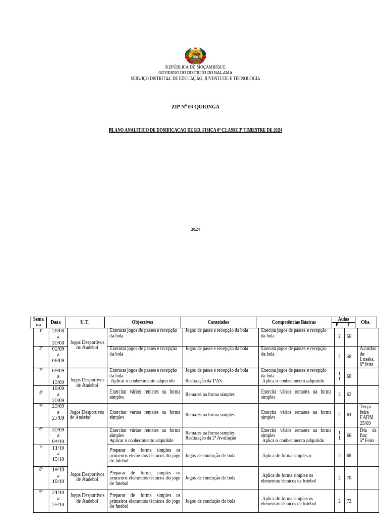 6a Classe Educacao Fisica | PDF