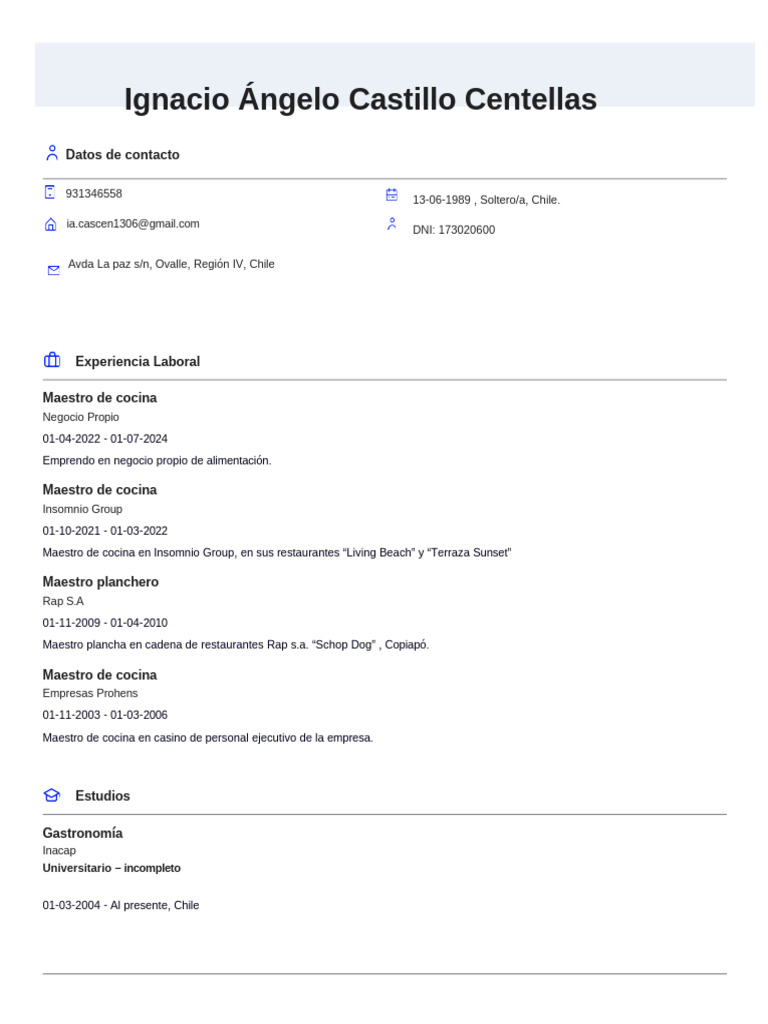 CV Ignacio Castillo | PDF