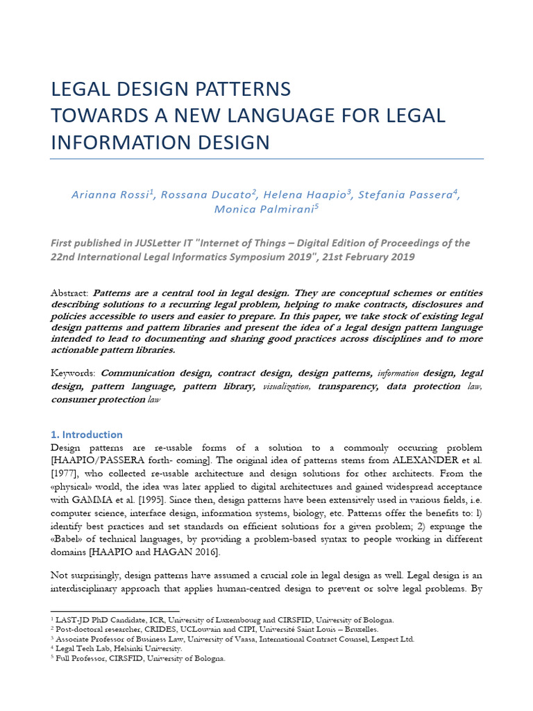 LEGAL DESIGN PATTERNS | PDF