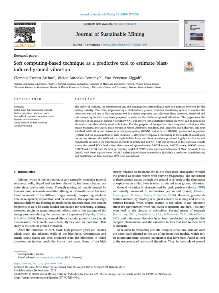 Soft Computing-Based Technique As A Predictive Tool To Estimate Blastinduced Ground Vibration ...
