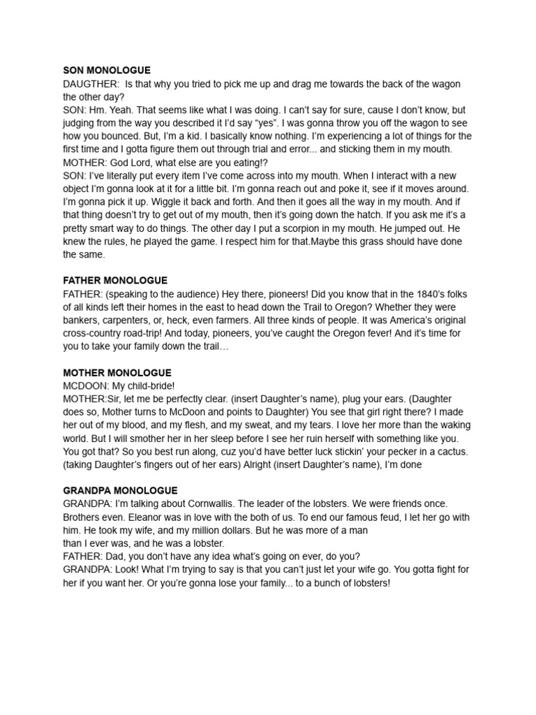 Callback Monologues | PDF