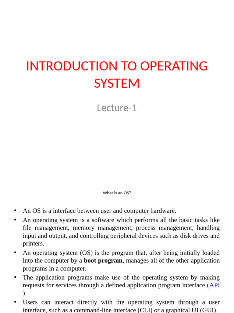 Introduction To Operating System: Lecture-1 | PDF