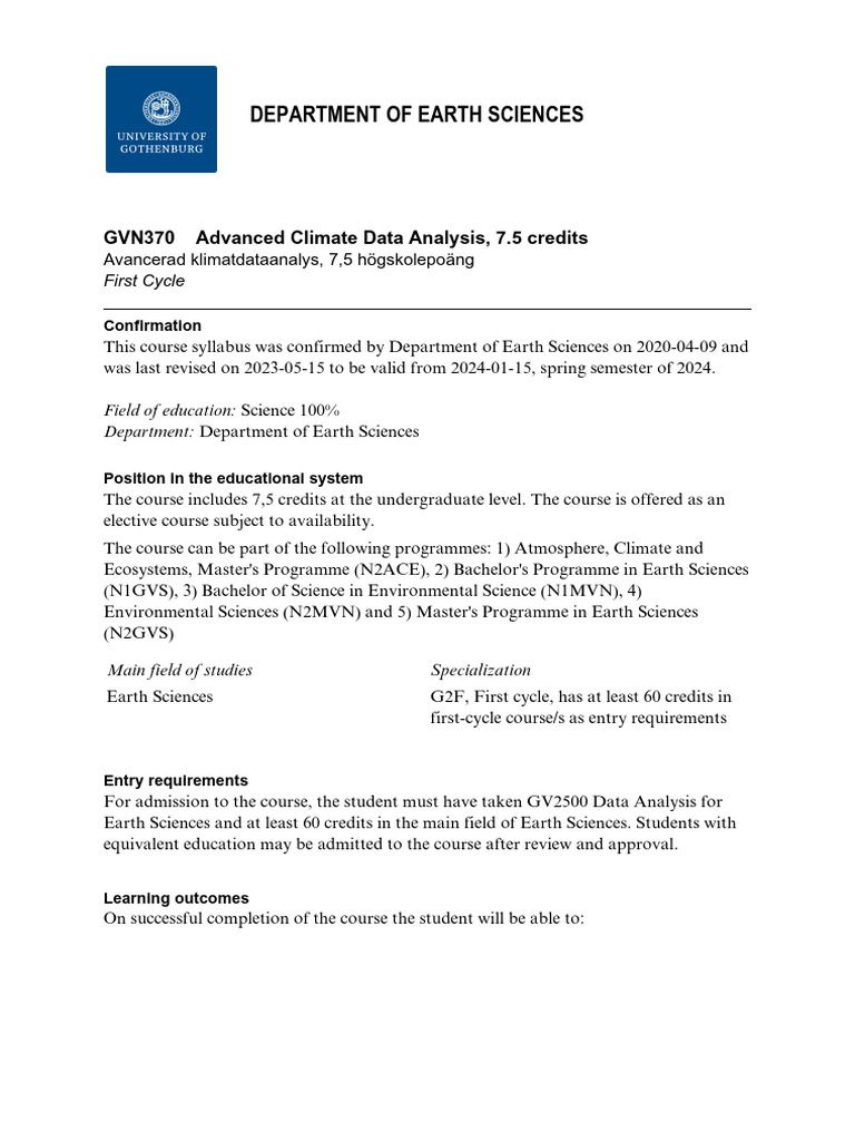 Advanced Climate Data Analysis | PDF
