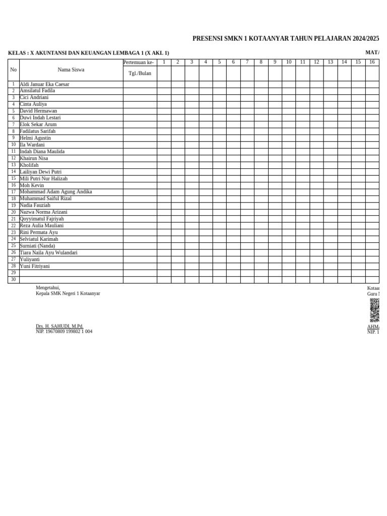Presensi Siswa 2024-2025 | PDF