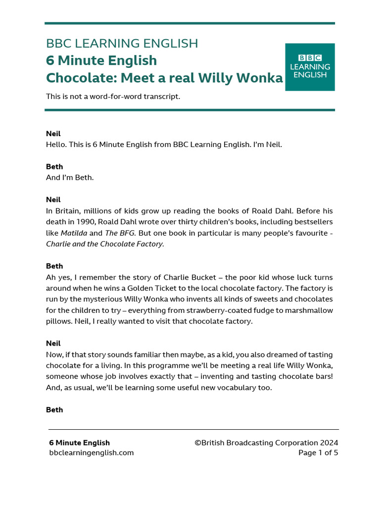 6 Minute English Meet A Real Willy Wonka | PDF